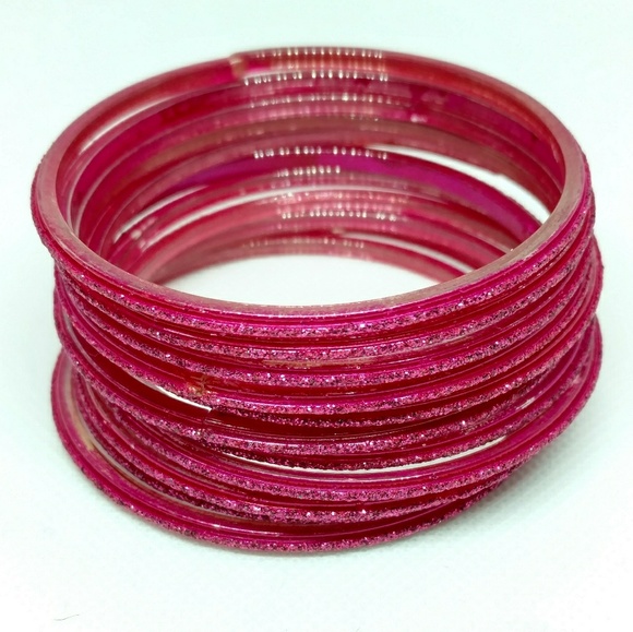 Vintage | Jewelry | 98s Vintage Purplepink Sparkly Bangles 10 | Poshmark